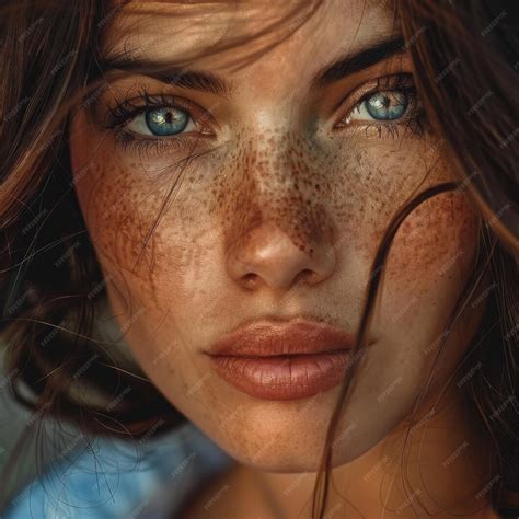 Premium Photo Closeup Portrait Of A Beautiful Girl With Freckles On