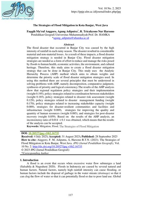 Pdf Flood Mitigation Strategy In Banjar City West Java