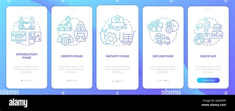 Stages Of Product Lifecycle Blue Gradient Onboarding Mobile App Screen