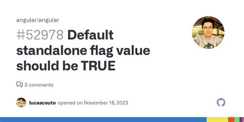 Default Standalone Flag Value Should Be True · Issue 52978 · Angularangular · Github