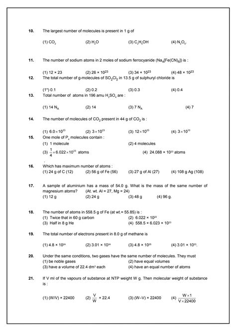 Solution Mole Concept Mcq Studypool