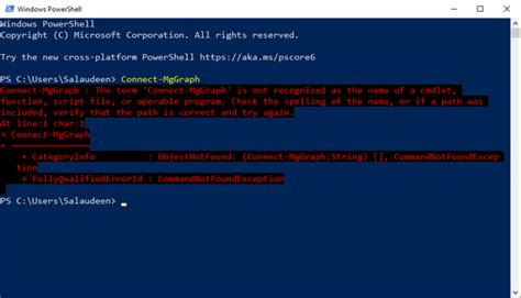 Fix The Term Connect Mggraph Is Not Recognized Error Sharepoint Diary