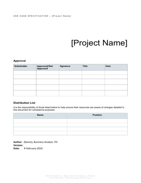 Use Case Specification Services