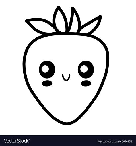 Kawaii Strawberry Linear Royalty Free Vector Image
