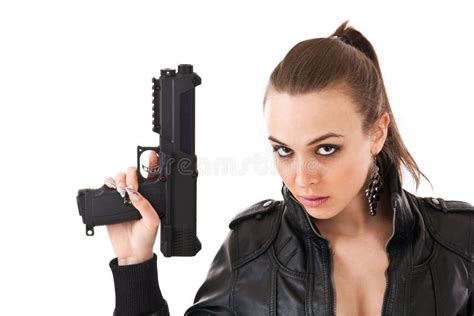 Woman Holding Gun Stock Image Image Of Attractive Blonde 11583877