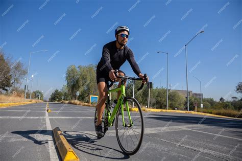 Premium Photo Mexican Man Riding Bicycle On City