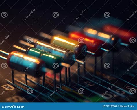 A Macro Shot Of An Electronic Resistor With Its Color Coding Clearly