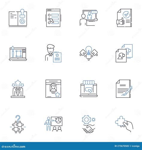 Marketing Team Line Icons Collection Strategy Analytics Campaigns Segmentation Branding