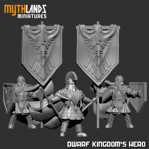 3d Printable Dwarf Army Bundle 11 Heroes By Mythlands Miniatures
