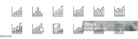 그래프 선 아이콘이 커지고 있습니다 성장 차트 아이콘이 설정되었습니다 성장 다이어그램입니다 성장 차트가 나란히 표시됩니다 편집 가능한 획 벡터 그림입니다 편집 가능한