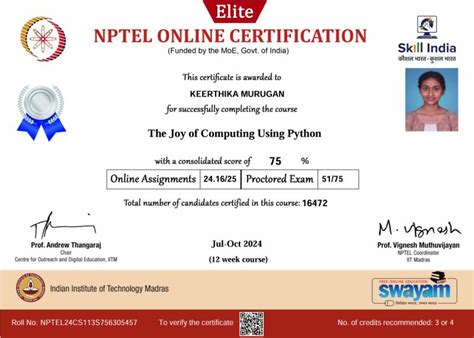 Keerthika Murugan On Linkedin Nptel Python Onlinelearning