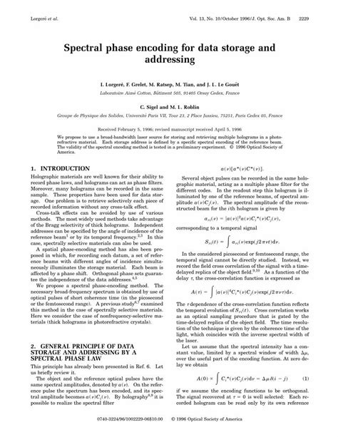 Pdf Spectral Phase Encoding For Data Storage And Addressing Dokumen