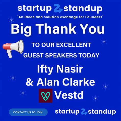 Startup 2 Standup on LinkedIn: #thankyou #startup #founders #community #freevent #startup #founders