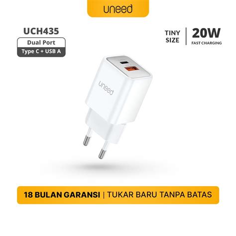 Jual Uneed Mini Gan Charger Single Dual Port Usb A And Type C 20w Pps Pd Qc Uch435 Shopee