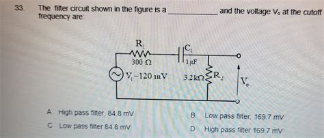 Solved The Filter Circuit Shown In The Figure Is A And Chegg Com