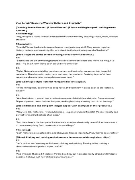 vlog script pdf basket weaving weaving