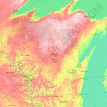 Wisconsin Topographic Map Elevation Terrain