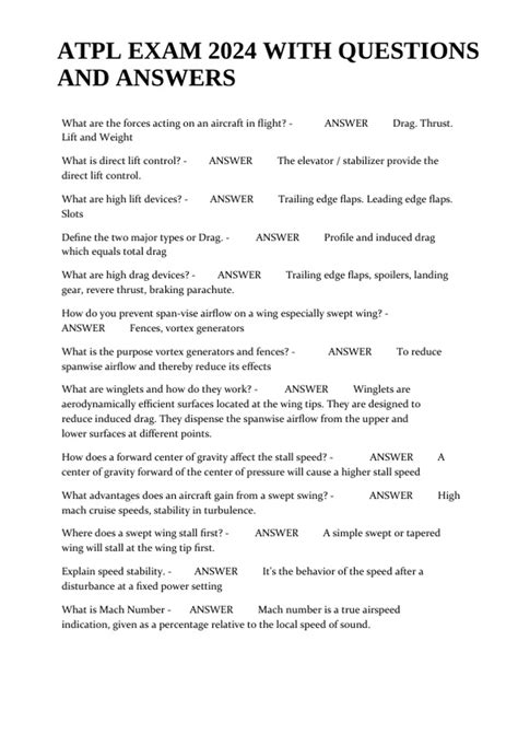 atpl operational procedures exam questions with 100 correct answers