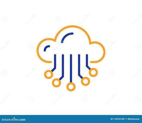 Cloud Storage Service Line Icon Big Data Sign Vector Stock Vector