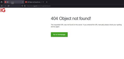 404 Object Not Found Error Ig Technical Support Platform And App
