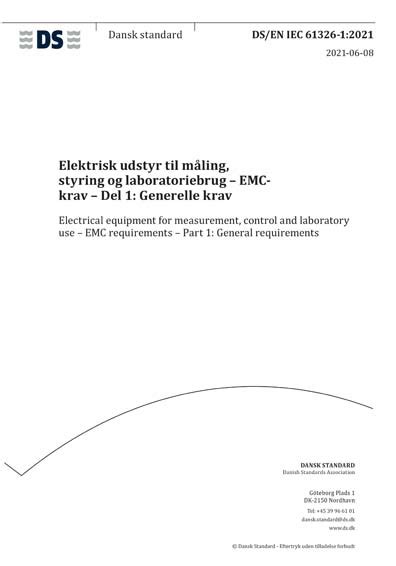Dsen Iec 61326 12021 Electrical Equipment For Measurement Control