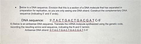 Solved Below Is A DNA Sequence Envision That This Is A Chegg
