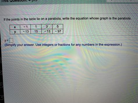 solved this questiuit 4 pis if the points in the table lie