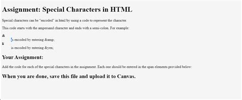 Assignment Special Characters In HTML Special Chegg