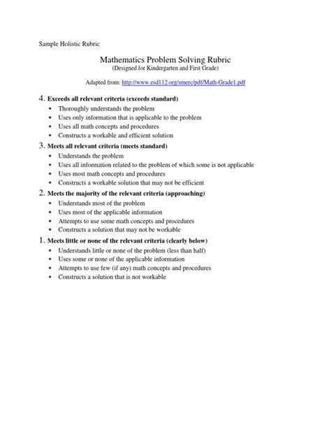 Sample Holistic Rubric 02 Pdf