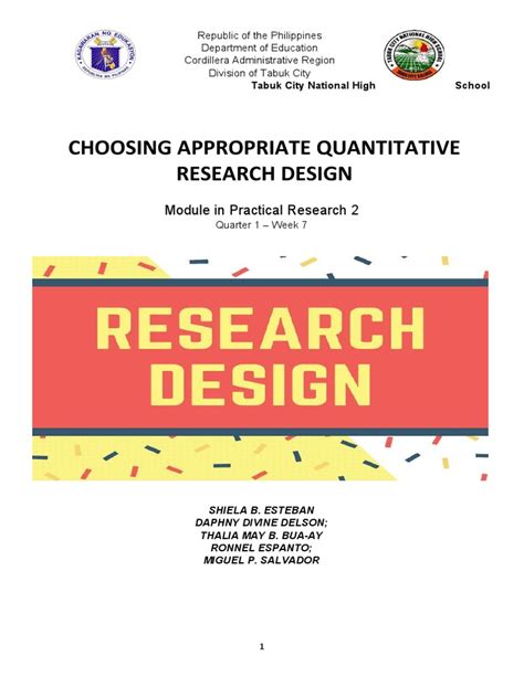 Choosing Appropriate Quantitative Research Design Module In Practical Research 2 Pdf