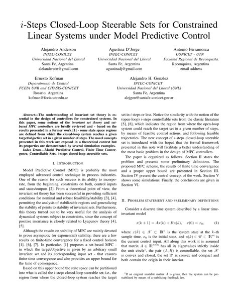 pdf i steps closed loop sets for constrained linear systems under