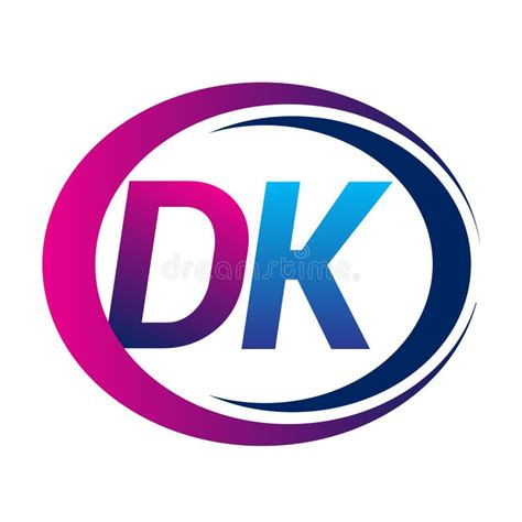Initial Letter Logo Dk Company Name Blue And Magenta Color On Circle