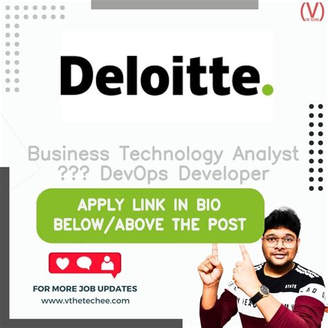 Deloitte Is Hiring For Business Technology Analyst Devops Developer Apply Now V The Techee