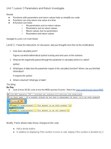 CSP U7l02 Activity Guide | PDF | Parameter (Computer Programming) | Subroutine