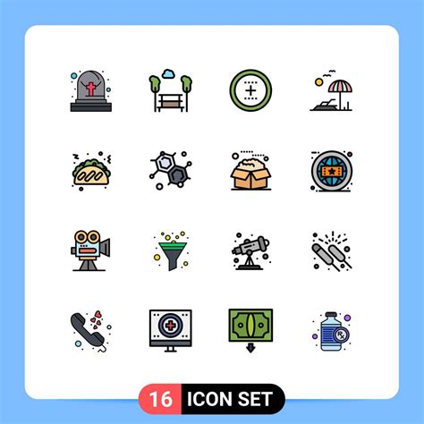 16 User Interface Flat Color Filled Line Pack Of Modern Signs And Symbols Of Fast Food Spring