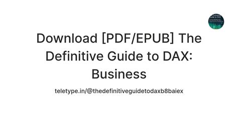 download [pdf epub] the definitive guide to dax business — teletype