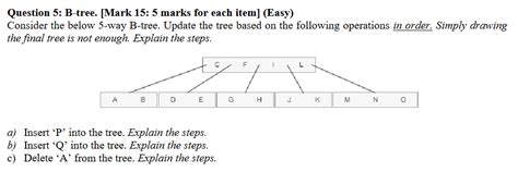 Solved Question 5 B Tree [mark 15 5 Marks For Each Item]