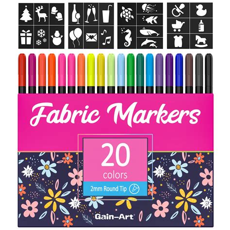 Gain Art Fabric Markers Permanent For Clothes 20 Colors