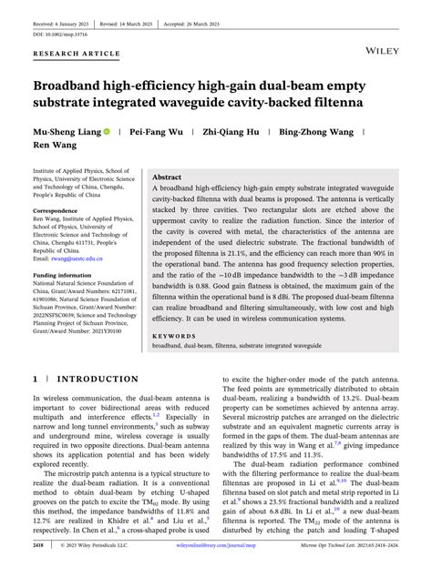 Broadband High‐efficiency High‐gain Dual‐beam Empty Substrate