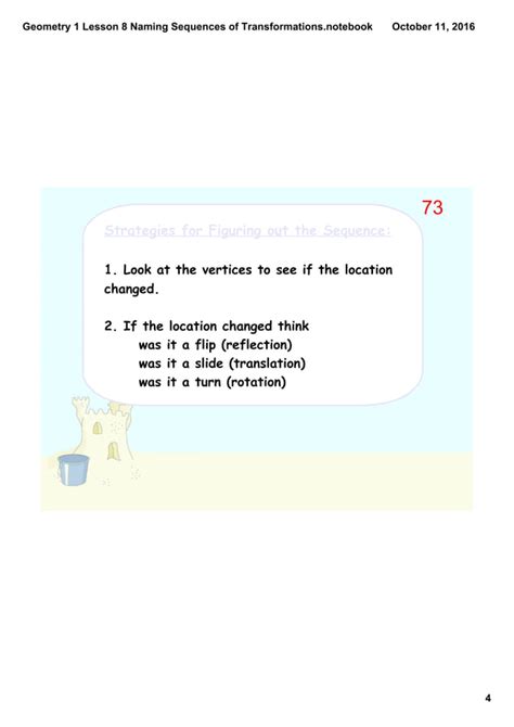 Geometry 1 Lesson 8 Naming Sequences Of Transformations Pdf Physics Science