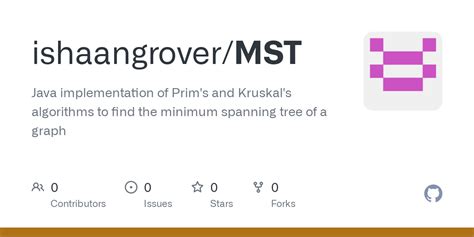 Github Ishaangrovermst Java Implementation Of Prims And Kruskals