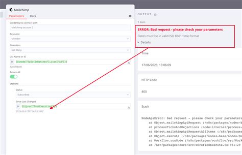 Getting Error In Mailchimp Node Dates Must Be In Valid Iso 8601 Time