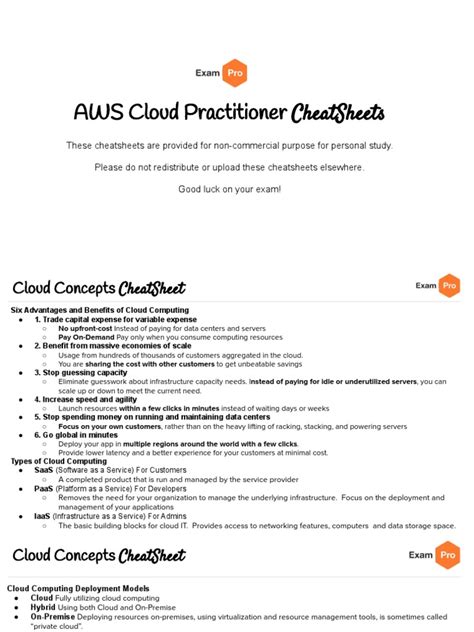 Certified Cloud Practitoner Cheatsheet Pdf Cloud Computing Amazon Web Services