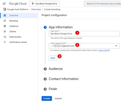 Creating Google Drive client ID and secret