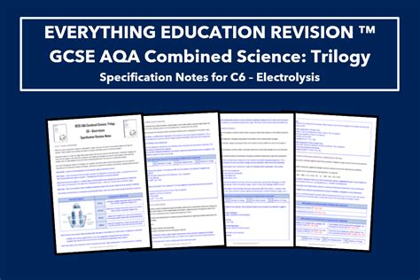Gcse Aqa Combined Science Trilogy Specification Revision Notes For Chemistry Paper 1 H F