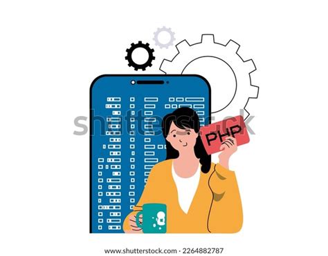 Programming Software Concept Character Situation Woman Stock Vector Royalty Free 2264882787