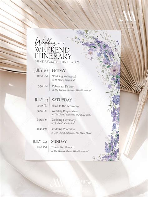 Wedding Itinerary For Guests Weekend Wedding Itinerary Template