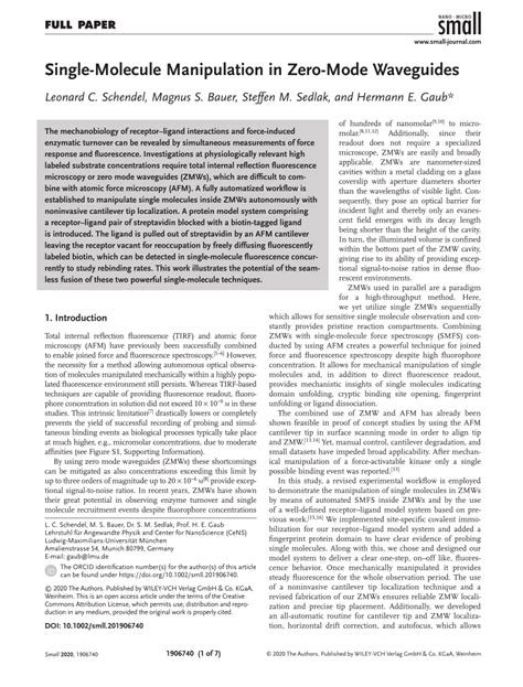 PDF SingleMolecule Manipulation In ZeroMode Waveguides