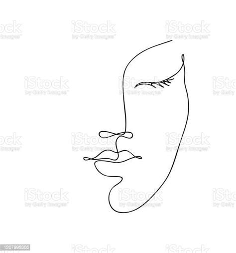 아름다움 전체 소녀 얼굴입니다 매력적인 젊은 여성 초상화 여성 뷰티 컨셉 연속 한 선 그리기 흑백 벡터 일러스트레이션 사람 얼굴에 대한 스톡 벡터 아트 및 기타 이미지