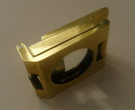 Antique English Folding Brass Linen Thread Counter Magnifying Glass